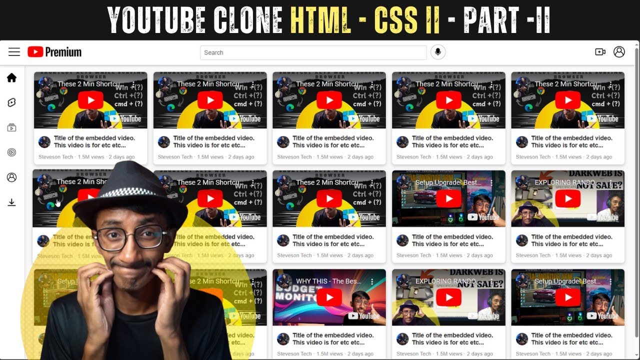 Youtube Clone Html Css Project Part Ii Youtube