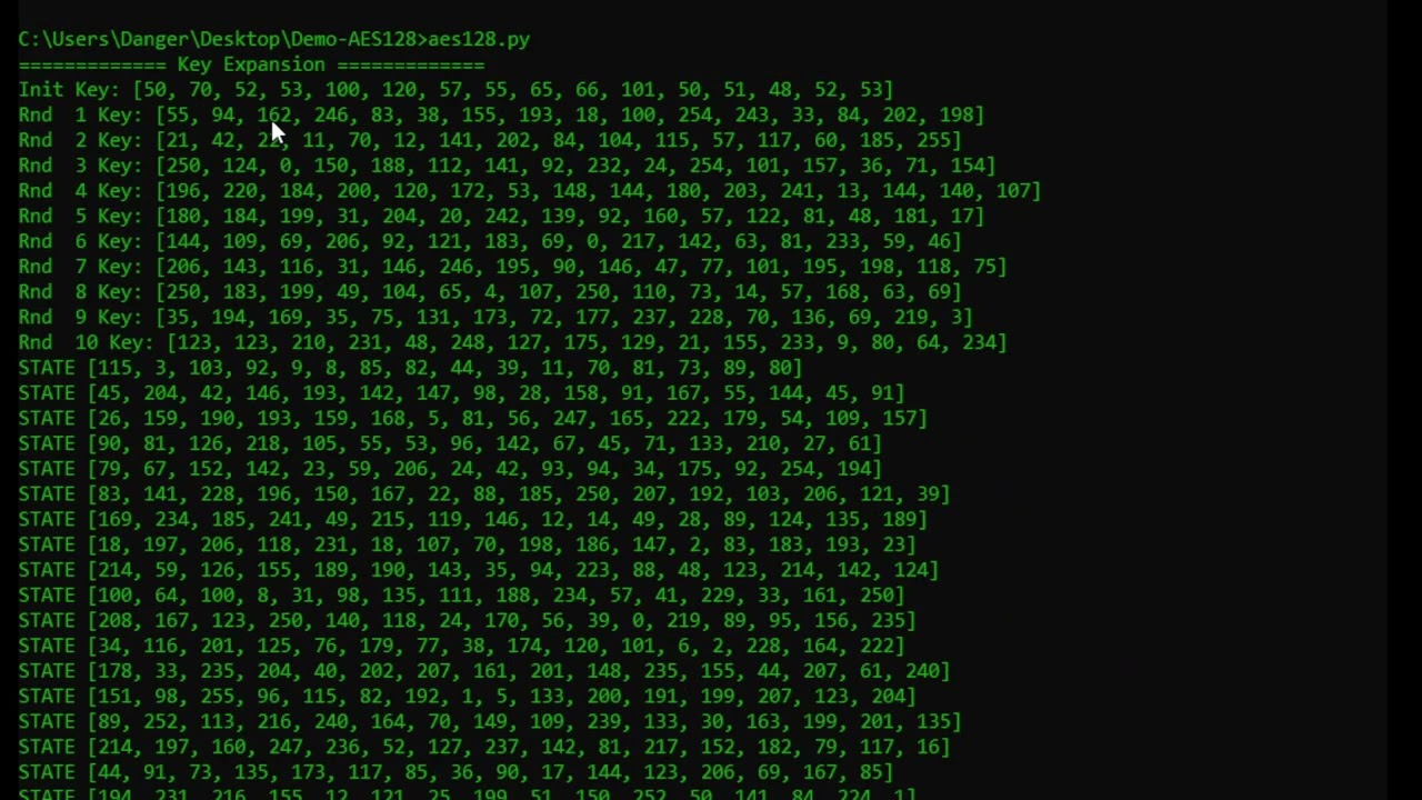 Aes 128 Ecb Mode Encryption Algorithm Python Youtube