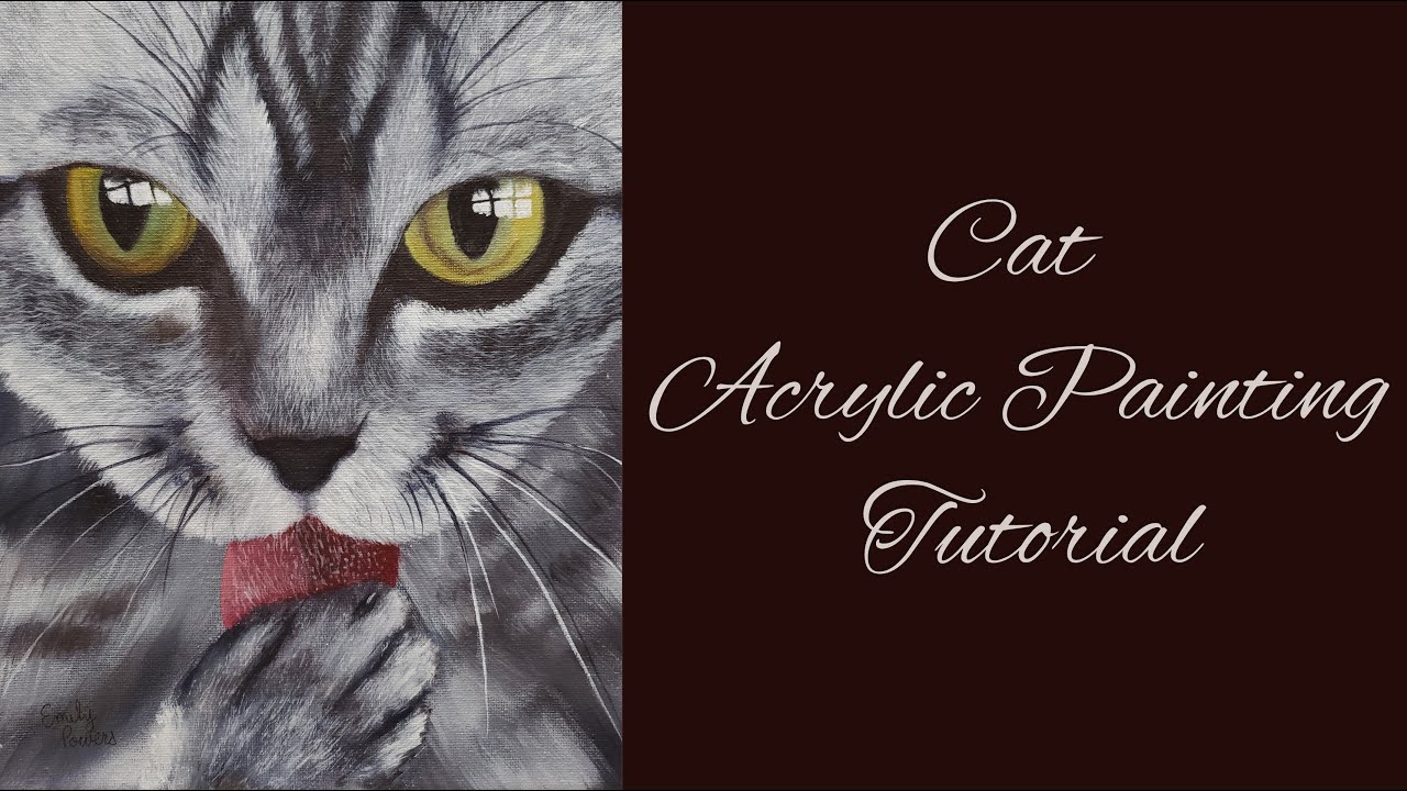 Cat Acrylic Painting Tutorial Step By Step Youtube