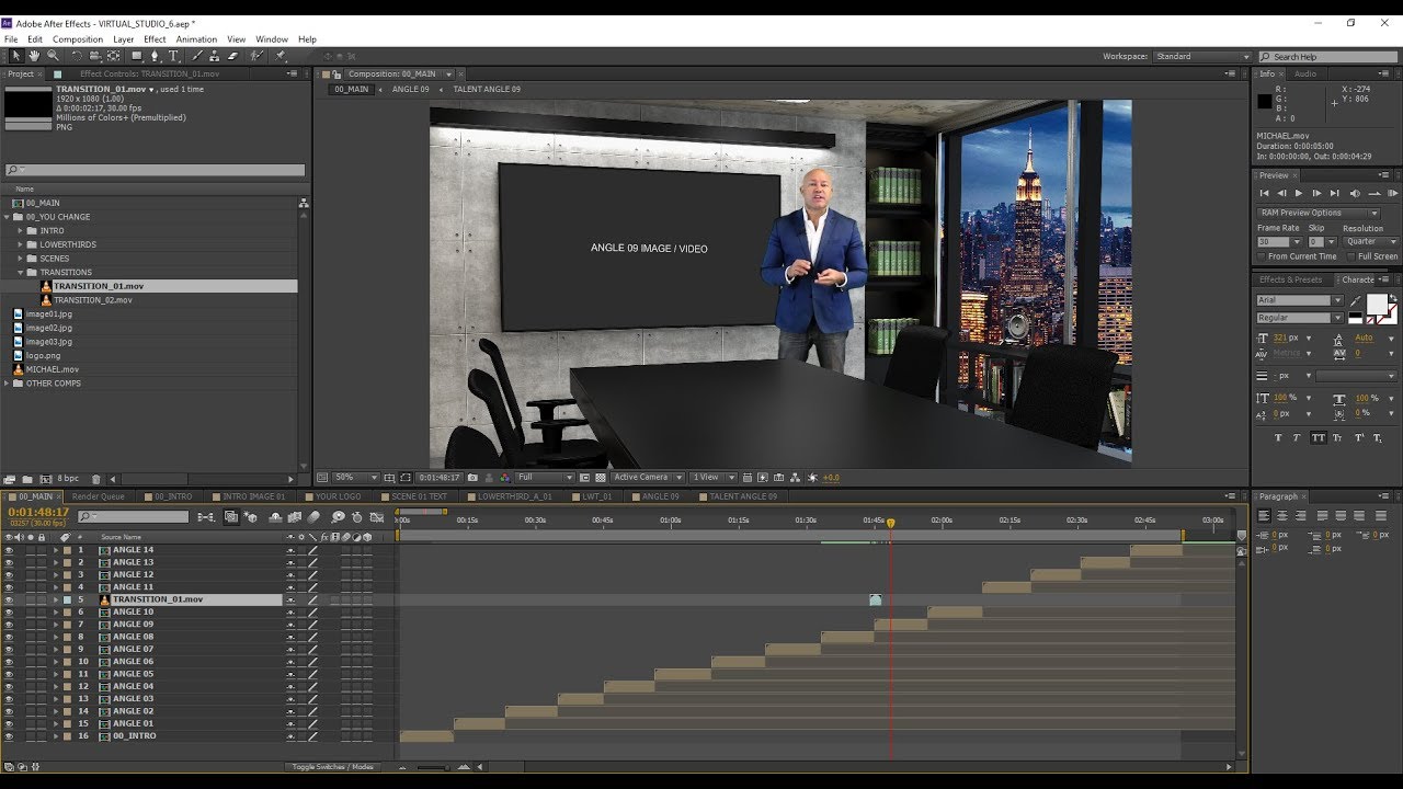 After Effects Template Tutorial Virtual Studio 6 Bluefx Youtube