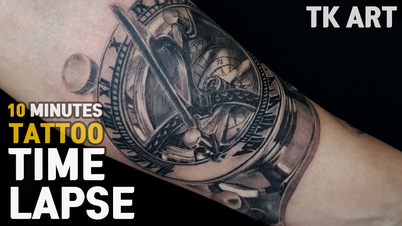 Compass Tattoo Time Lapse Full Sleeve Session 3 Tk Art Youtube