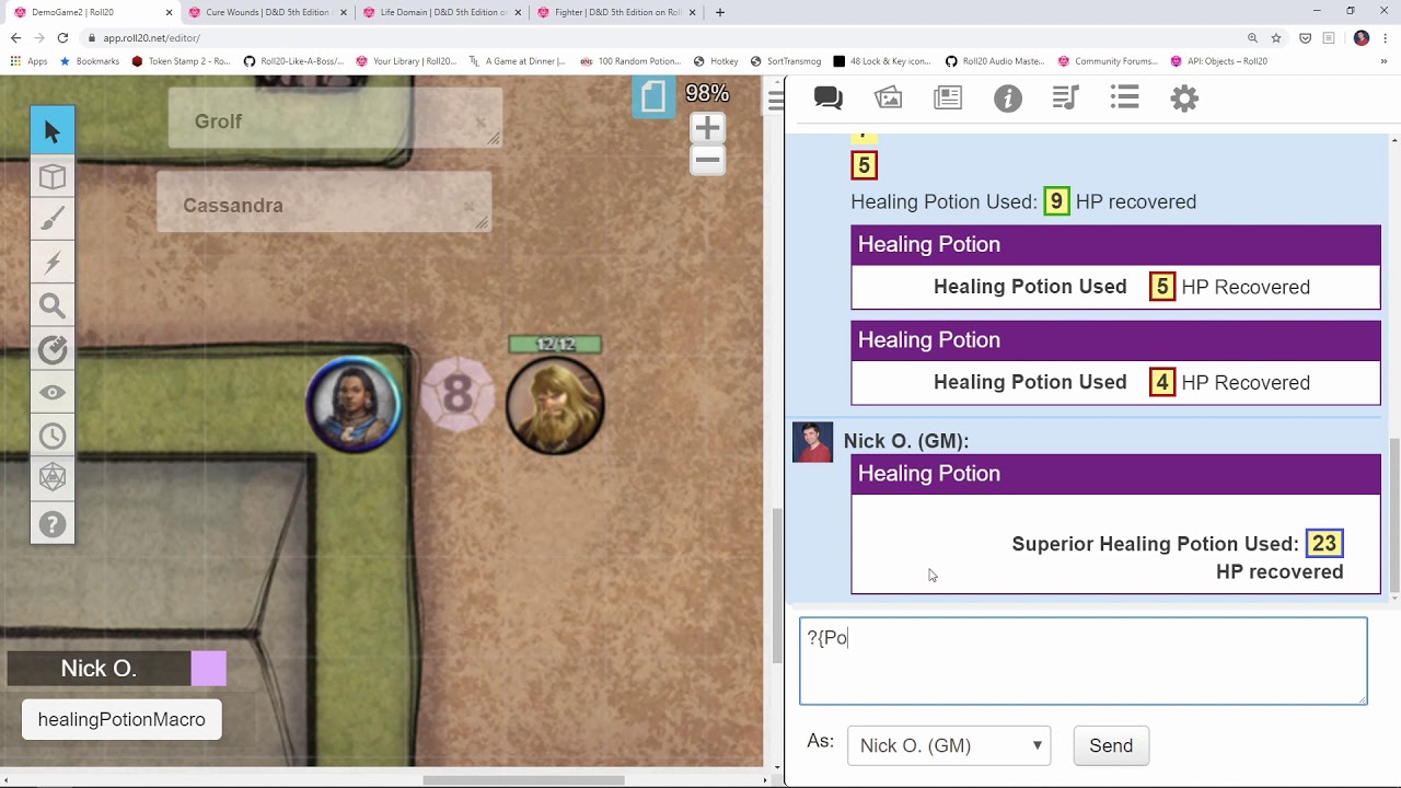 Roll20 Macro Templates