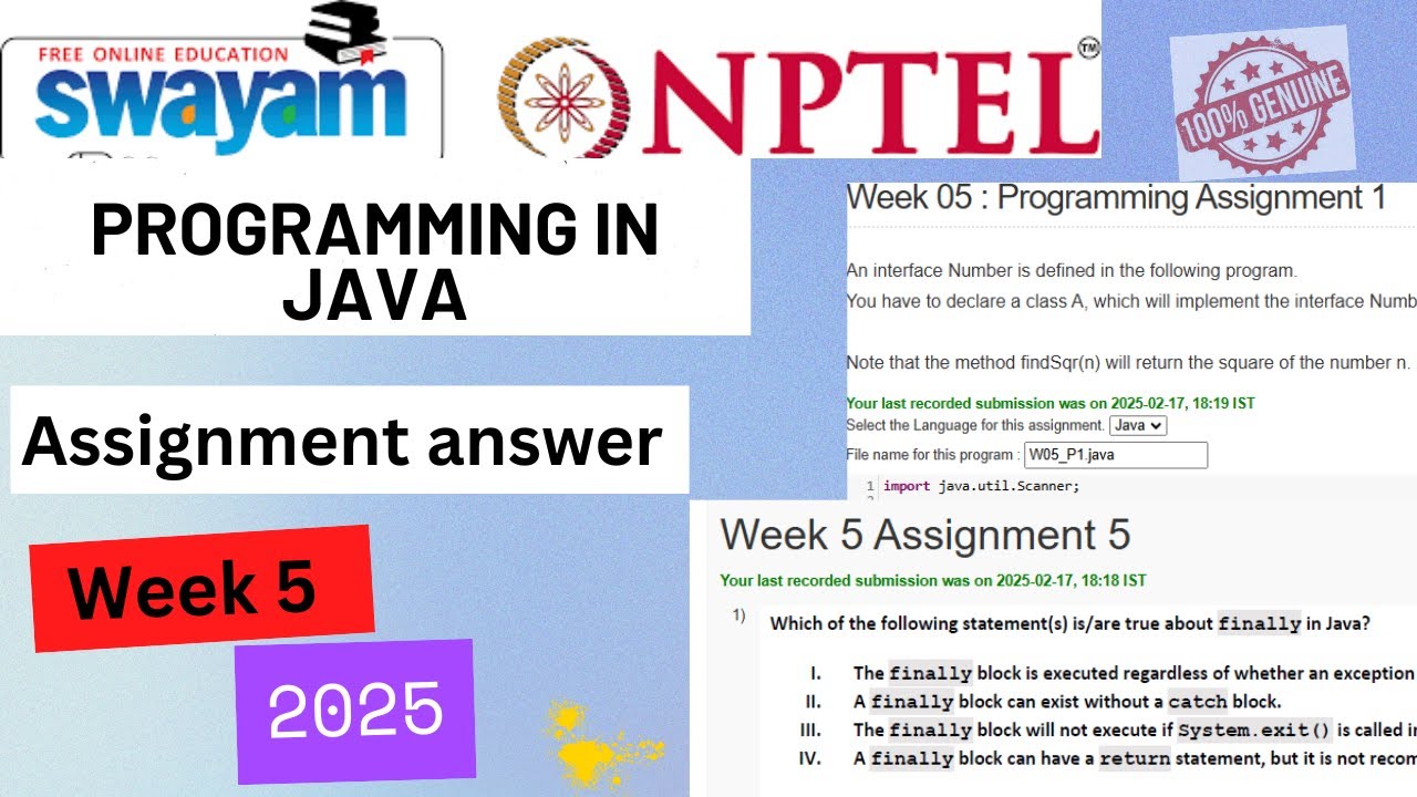 Nptel Programming In Java Week 5 Programming Assignment5 Answers