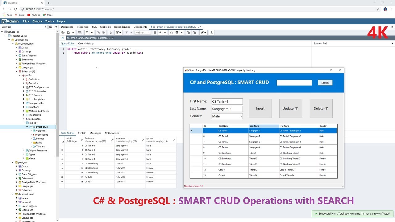 C And Postgresql Perform Smart Crud Operations With Search Youtube