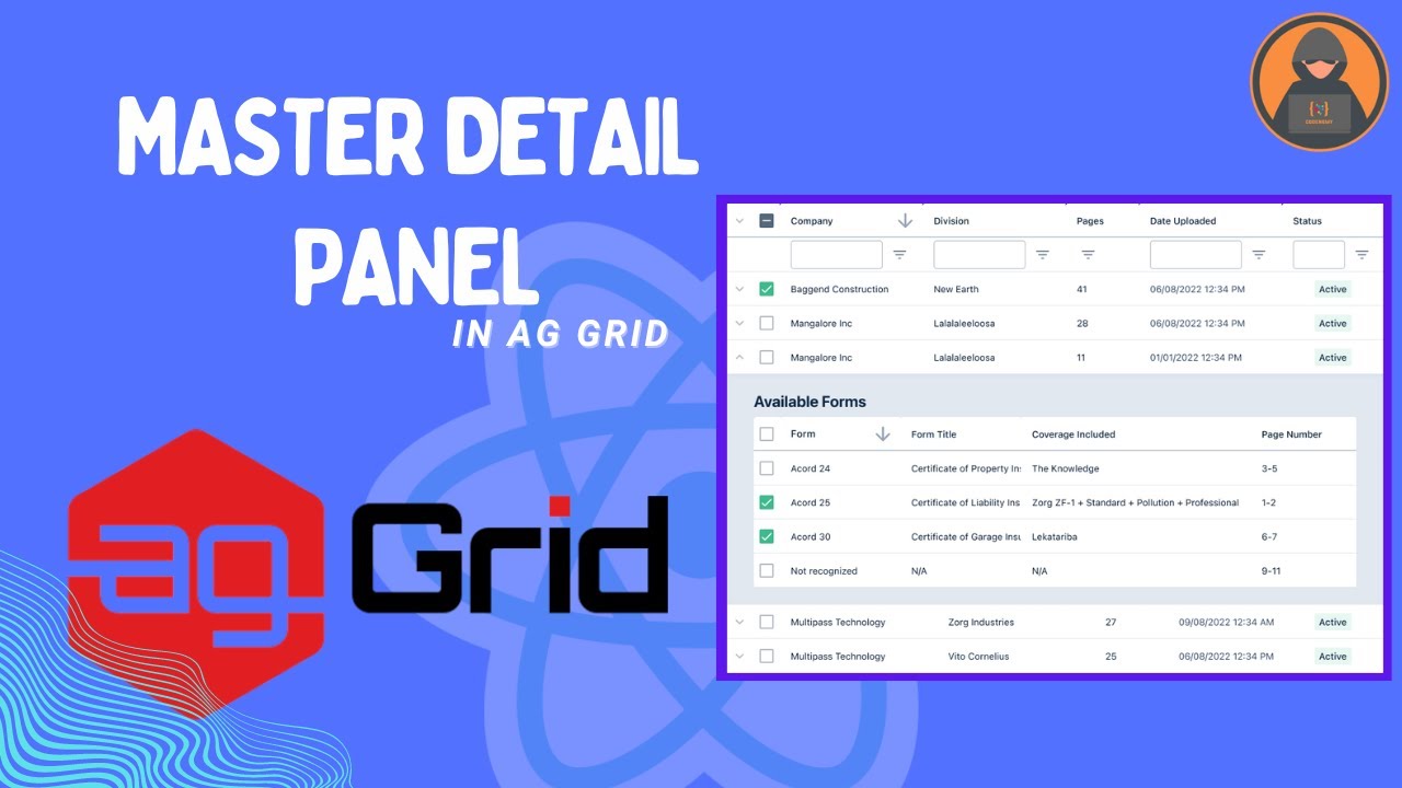 React Ag Grid Tutorial Implementing Master Detail Panel In Data Grid