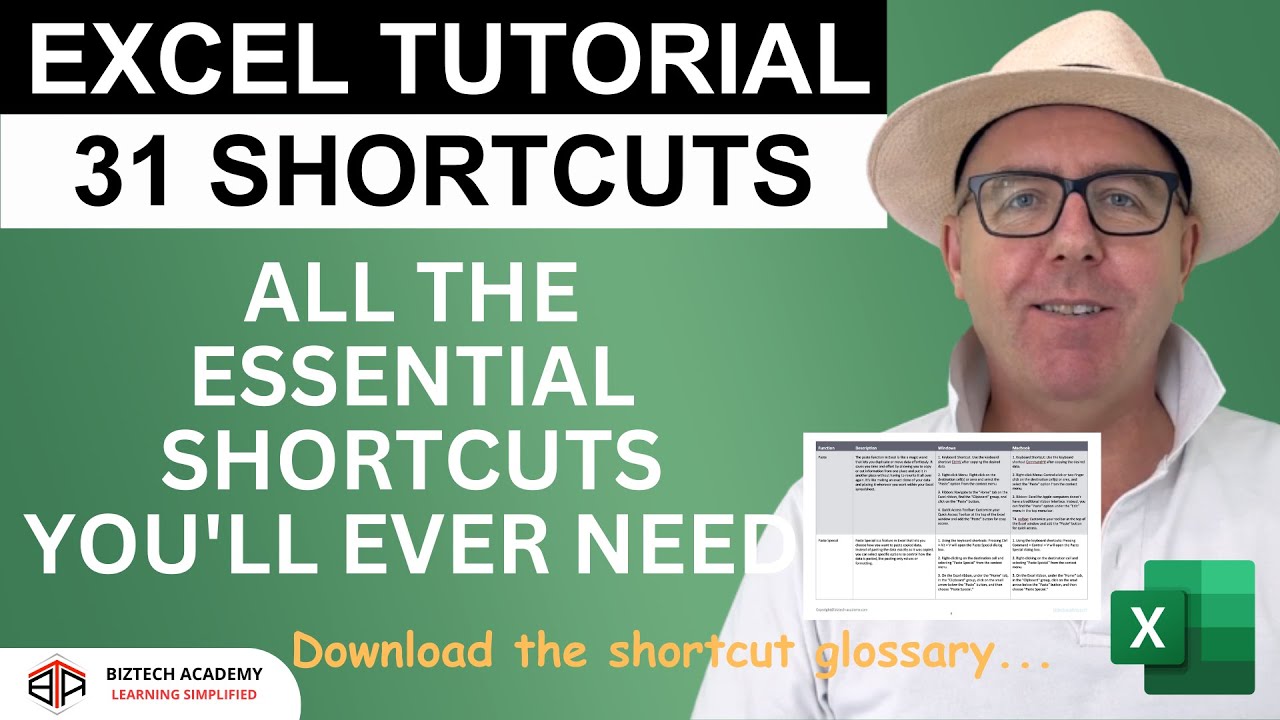 31 Essential Excel Shortcuts In One Tutorial Youtube