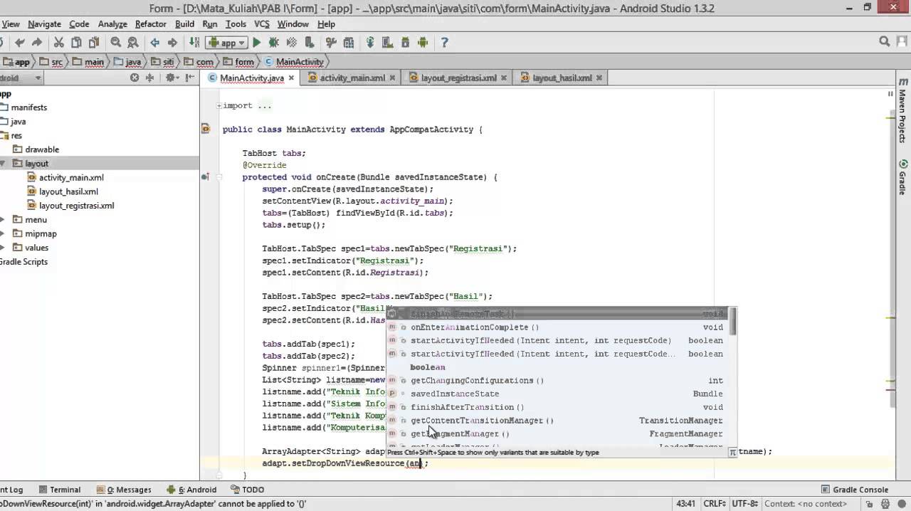 Tabhost Spinner Youtube