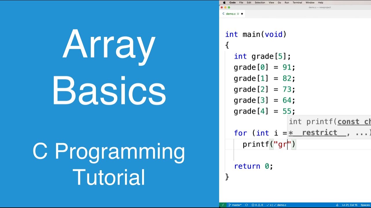 Array Basics C Programming Tutorial Youtube