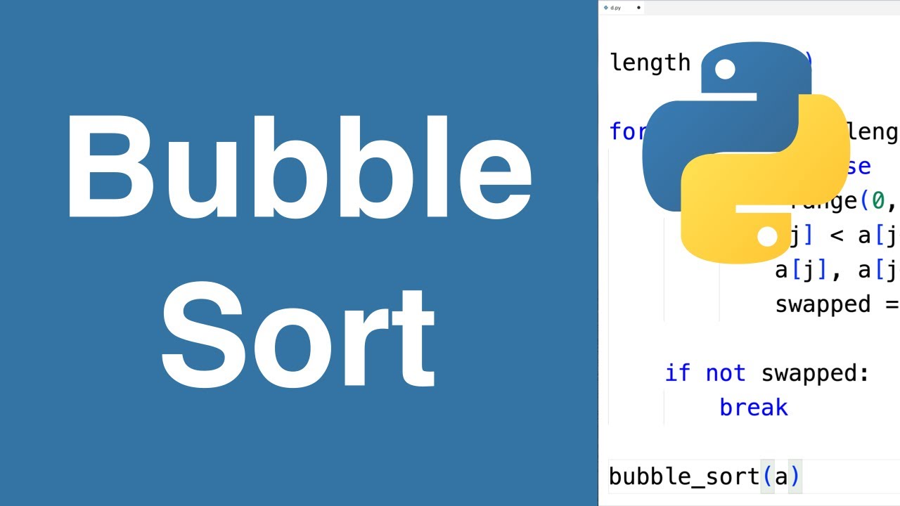 Bubble Sort Python Example Youtube