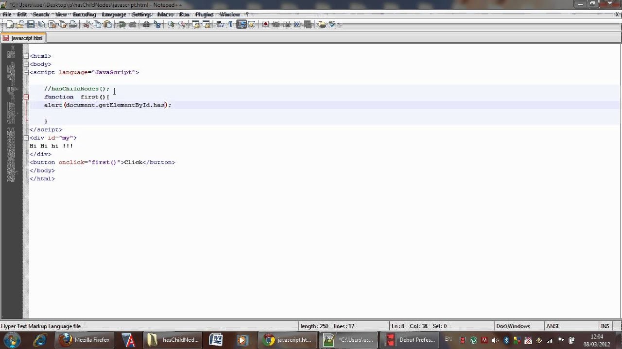 Javascript Tutorial Haschildnodes Function Youtube