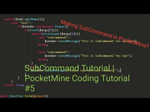 Subcommand Tutorial Pocketmine Coding Tutorial 5 Youtube
