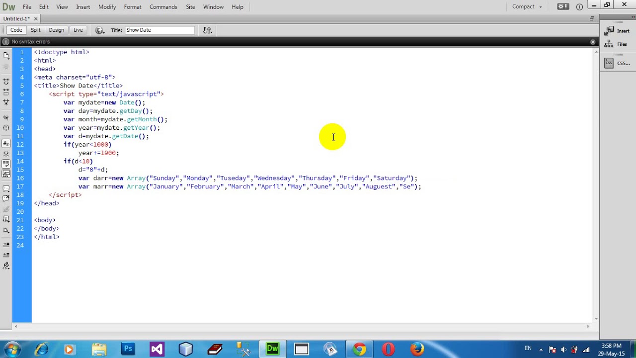 How To Display Day Month Date And Year Through Javascript Youtube