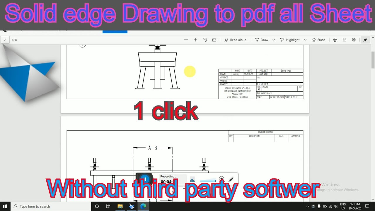 Solid Edge Drawing To Pdf All Sheet On 1 Click Youtube