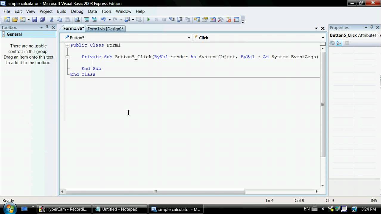 Making A Simple Calculator With Visual Basic 2008 Youtube