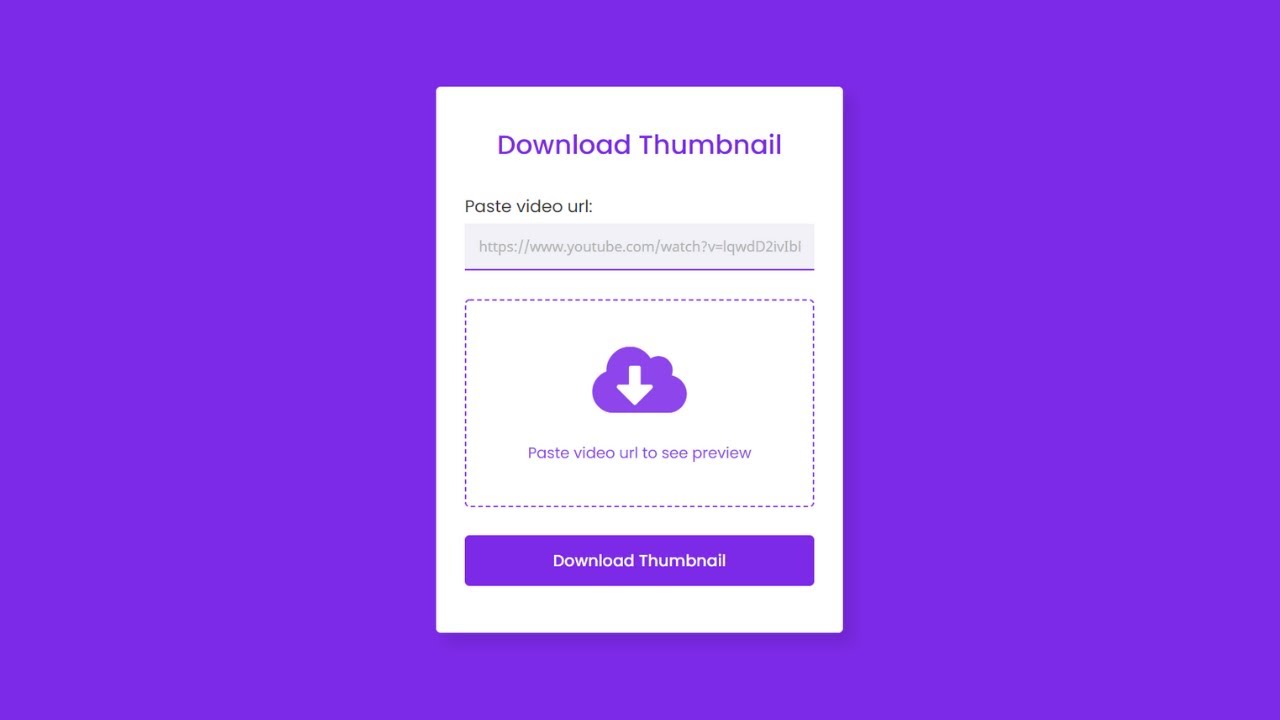 Demo Download Any Youtube Video Thumbnail Using Html Css Javascript