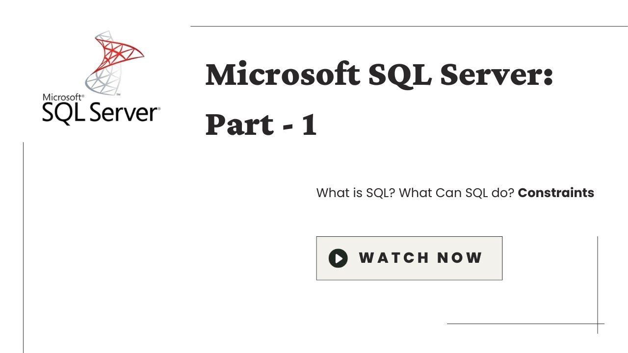 Microsoft Sql Server Part 1 Youtube