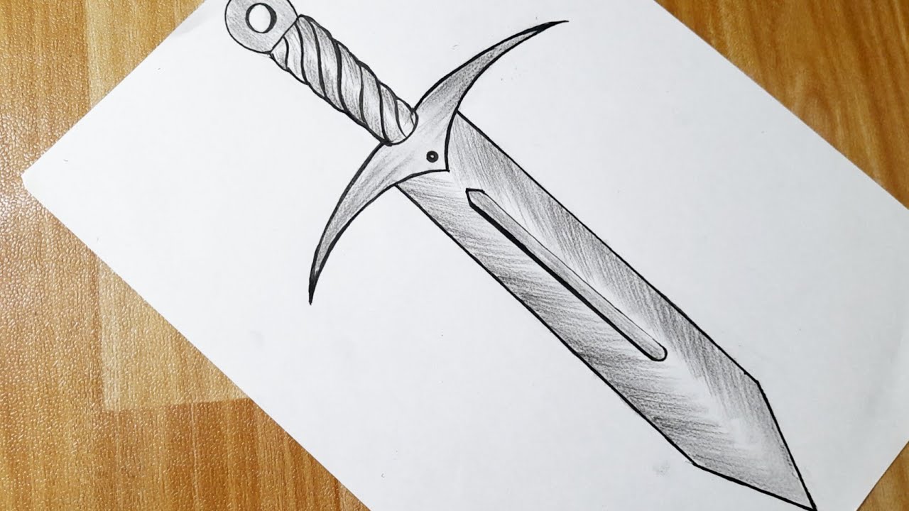 How To Draw A Sword Easy Step By Step Sword Tattoo Drawing Youtube