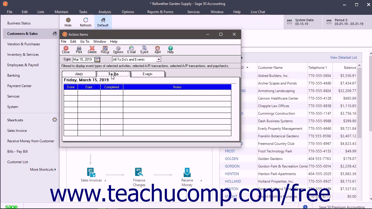 Sage 50 2018 Tutorial To Do Items Sage Training Youtube