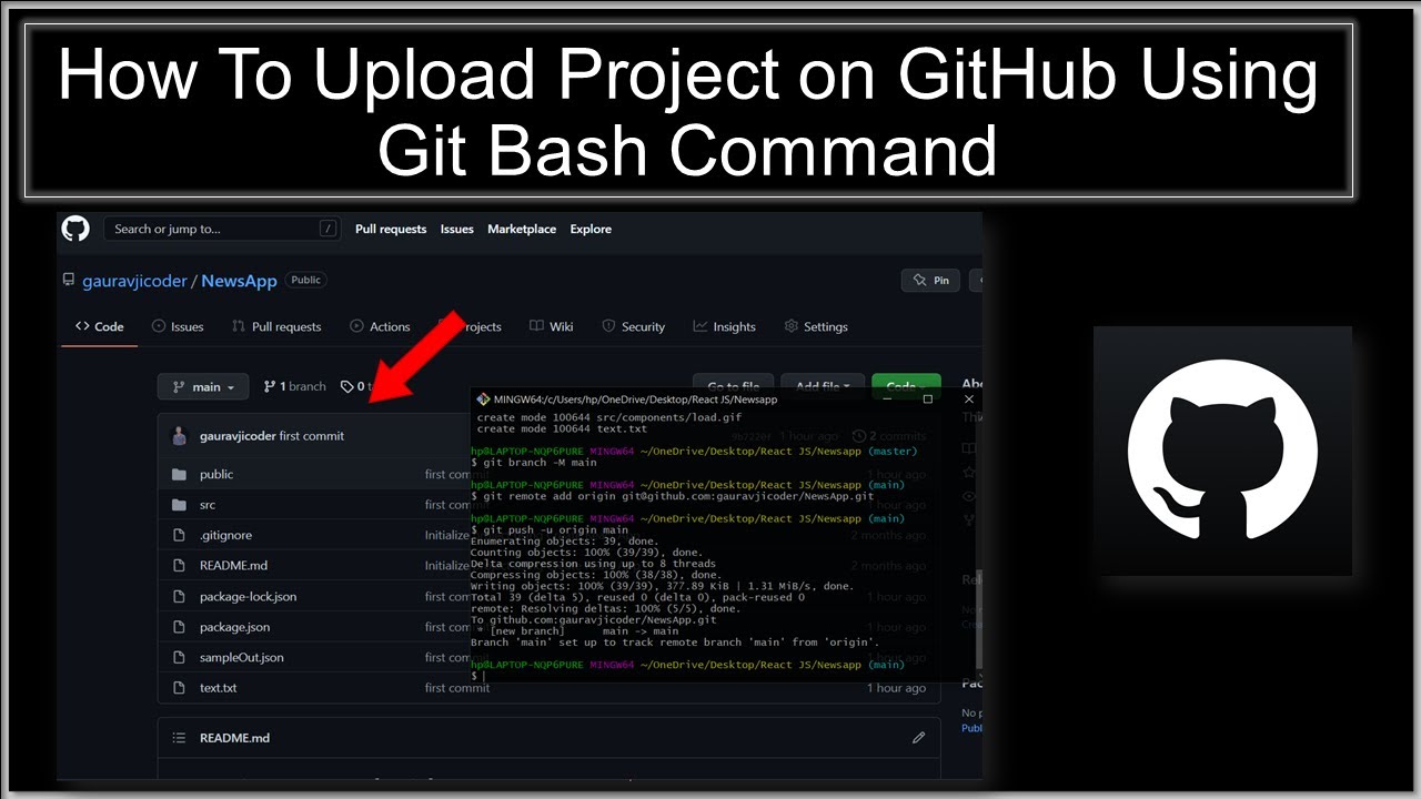 How To Upload Project On Git Hub Using Git Bash Commands Github