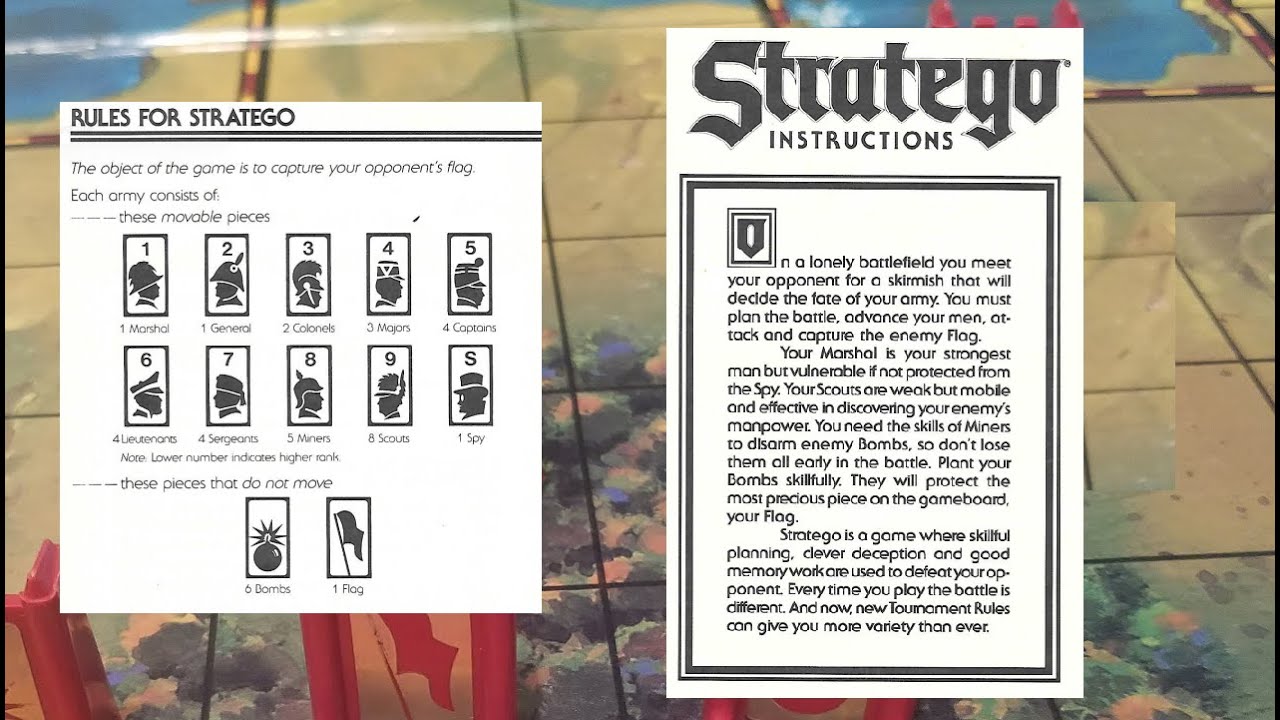 Old Version Stratego Boardgame Rules Instructions Board Layout 1980s