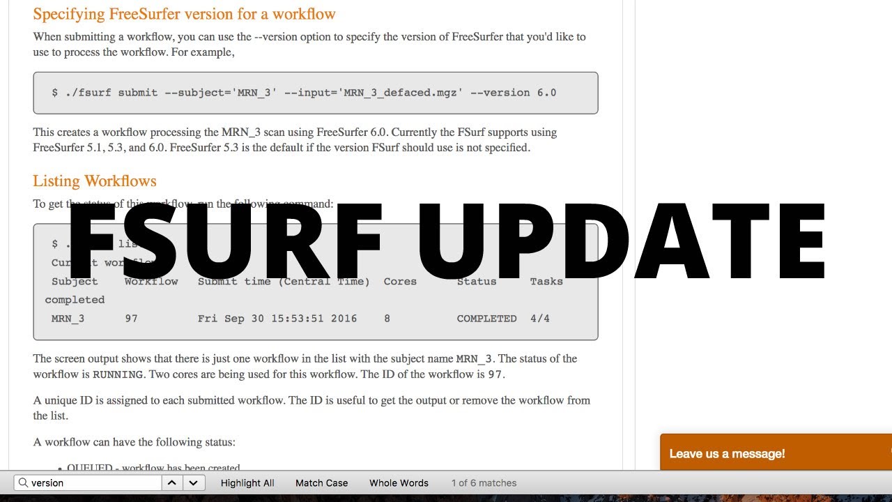 Freesurfer Fsurf Update Fs Versions Youtube