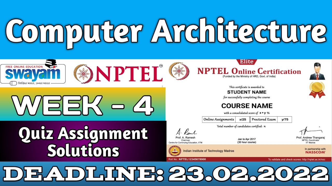 Nptel Computer Architecture Week 4 Assignment Answers 2022 Youtube