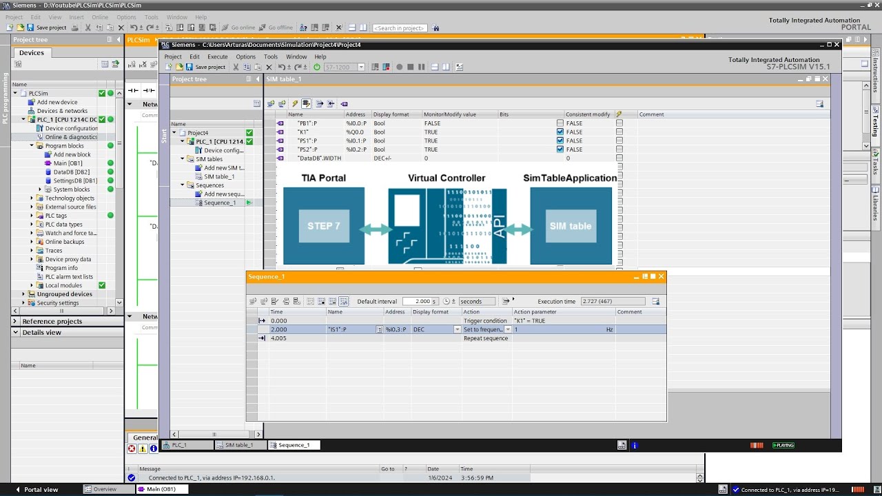 Tia Portal S7 Plcsim Plc Simulator Youtube