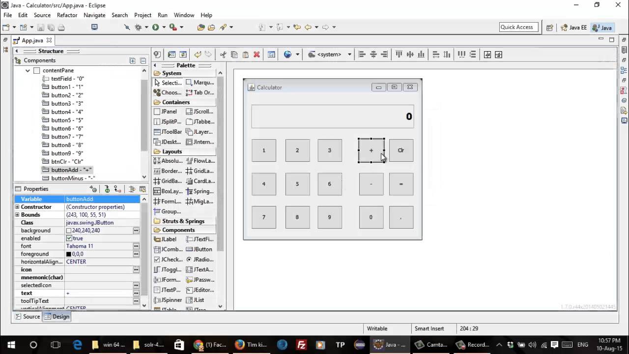 Create Simple Calculator By Java Swing Youtube
