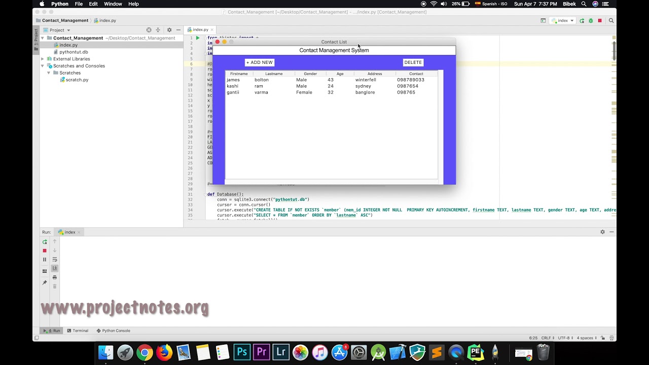 Contact Management System In Python With Source Code Projectnotes