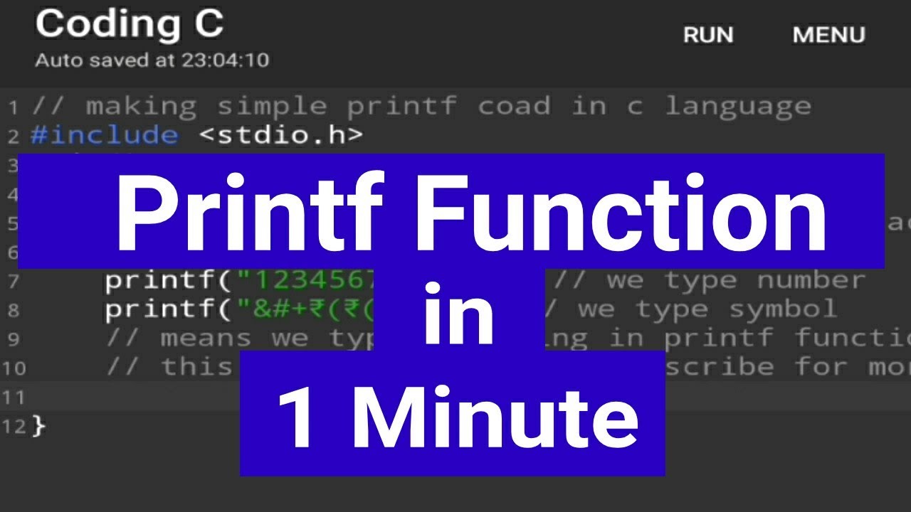 Printf Function In 1 Minute Printf Function In C Programming