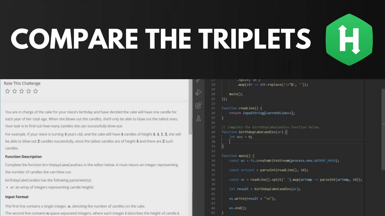 Hackerrank Compare The Triplets Solution Walkthrough Javascript