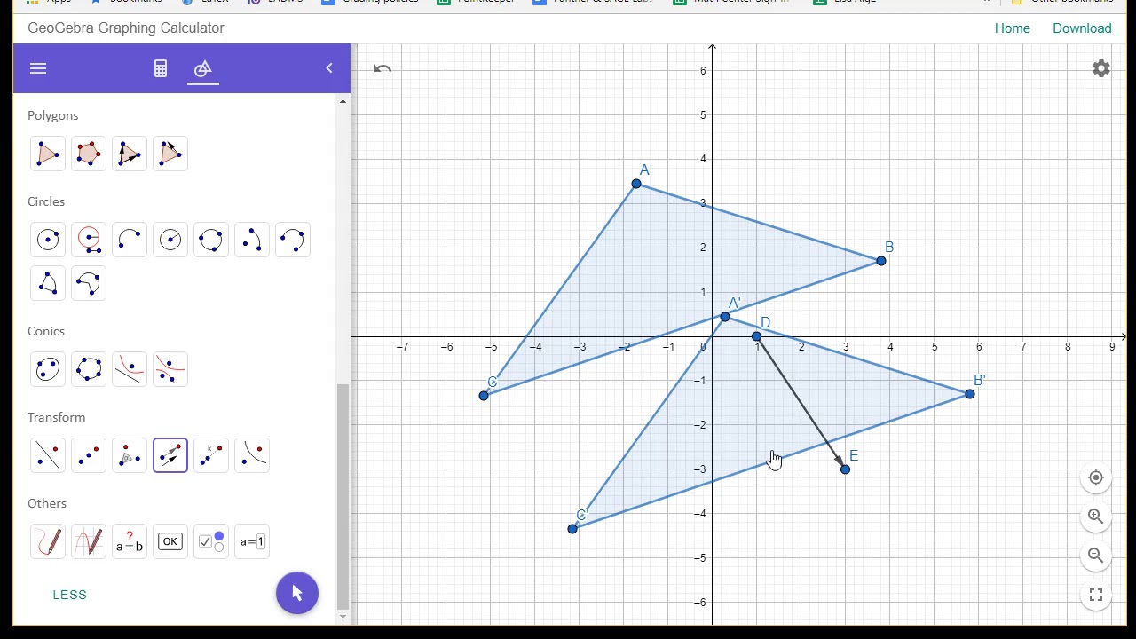 Translating A Polygon Using A Vector With Geogebra Youtube