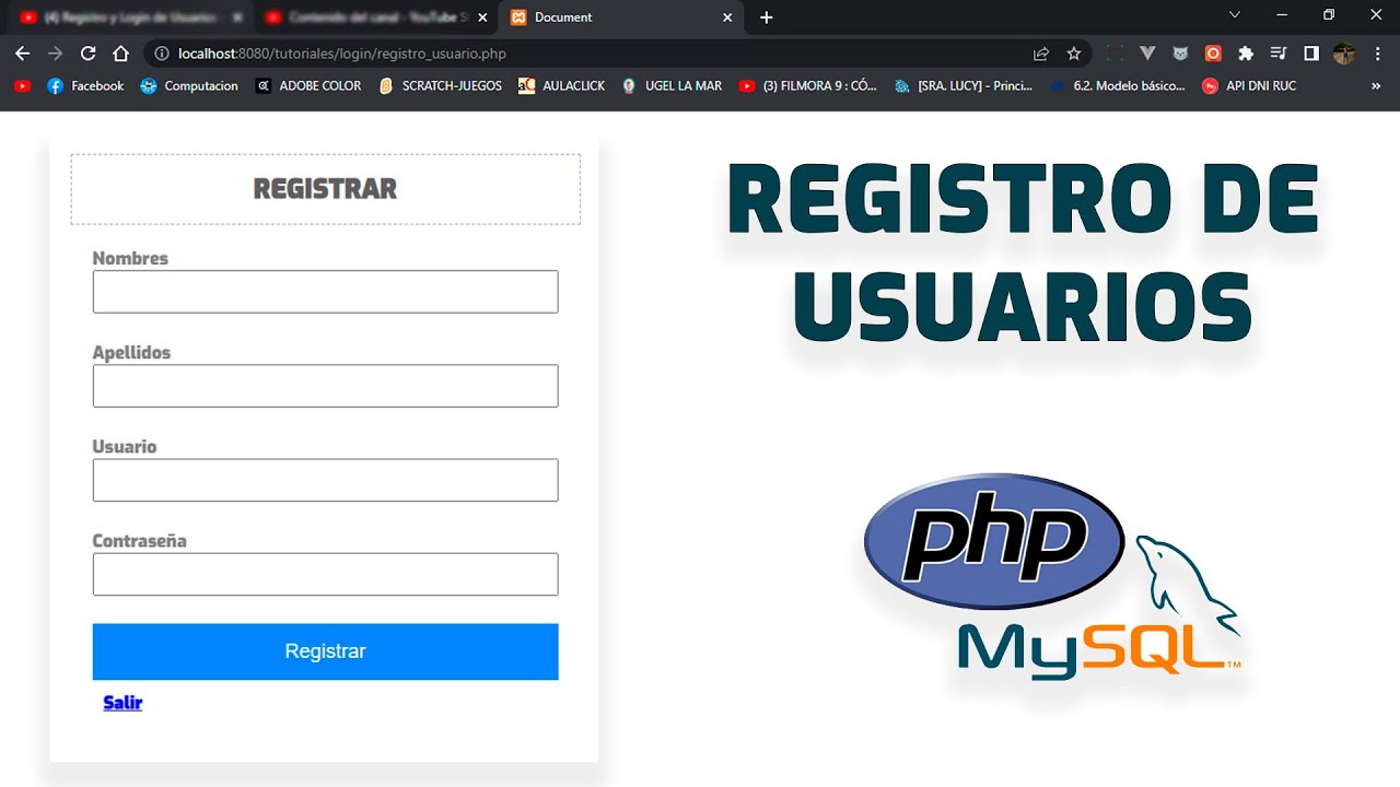 Registro De Usuarios Con Php Y Mysql Registrar Datos Youtube