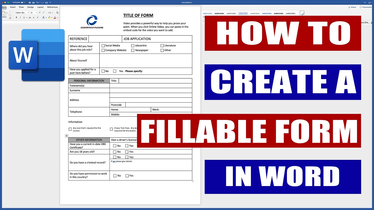 Fillable Form Template Word Printable Forms Free Online