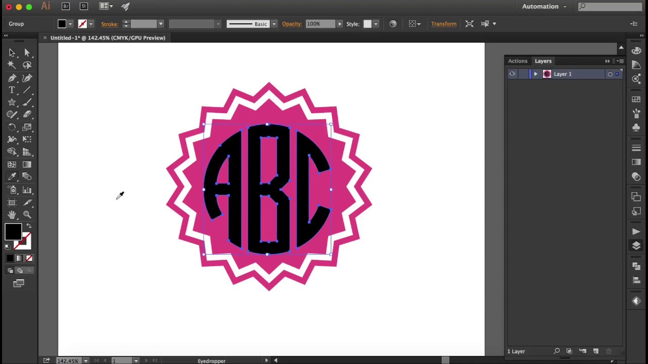 How To Make Simple Circle Monogram Frame In Adobe Illustrator Youtube