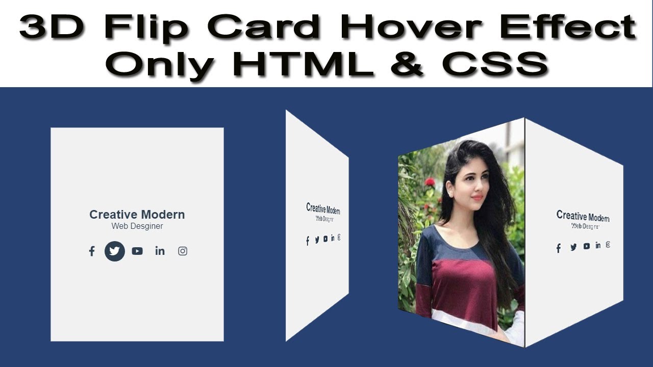 3d Flip Card Effect On Hover Using Only Html Css Css Hover Animation