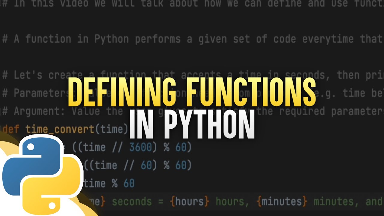 Defining Functions In Python Youtube