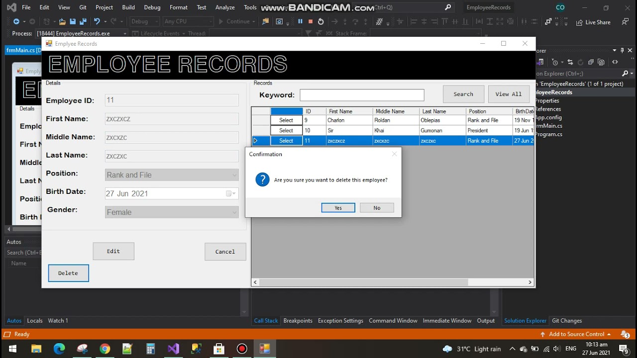 Basic Add Edit Delete Using Visual Studio Youtube
