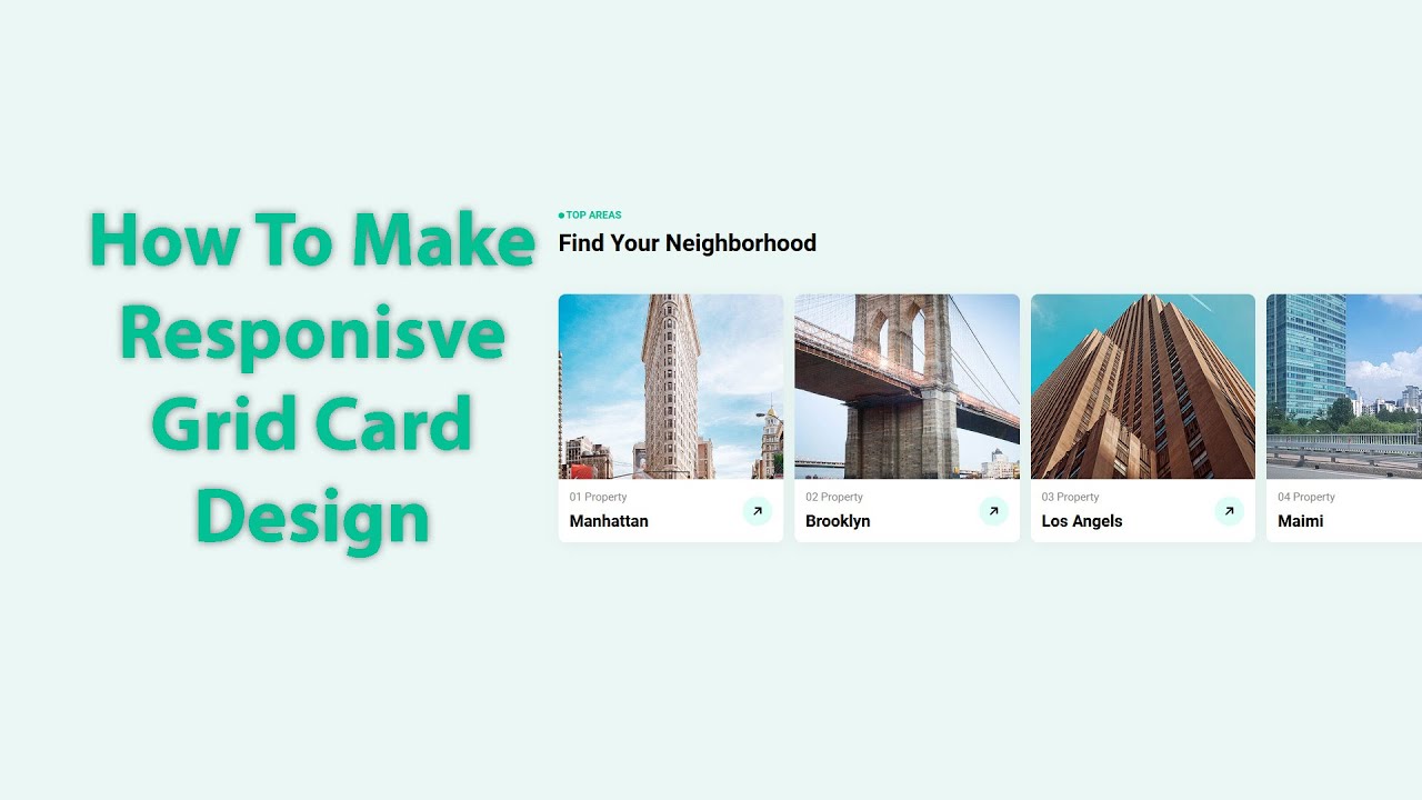 How To Make Responsive Grid Card Design By Using Html Css Youtube