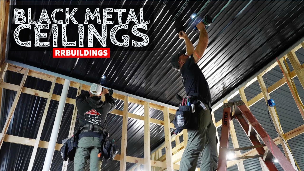 Workshop Build Out Finishes Part 1 Black Metal Ceiling Youtube