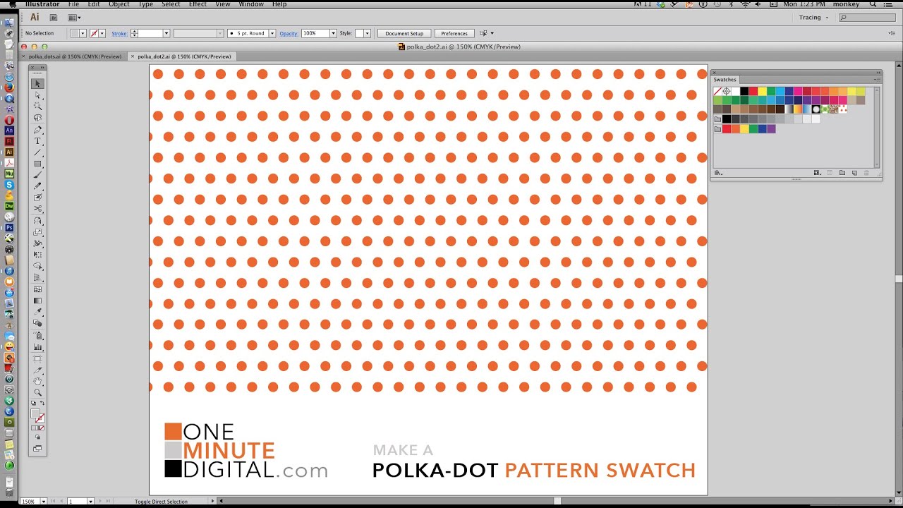 Make Polka Dot Patterns In Illustrator Cs6 Youtube