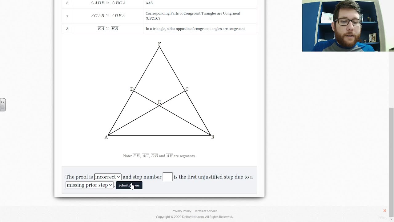 Congruent Triangles Proofs 2 Deltamath Youtube