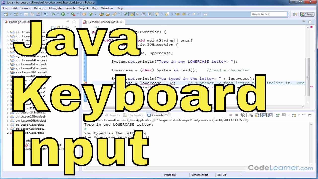 Learn Java Exercise 01z Keyboard Input Youtube