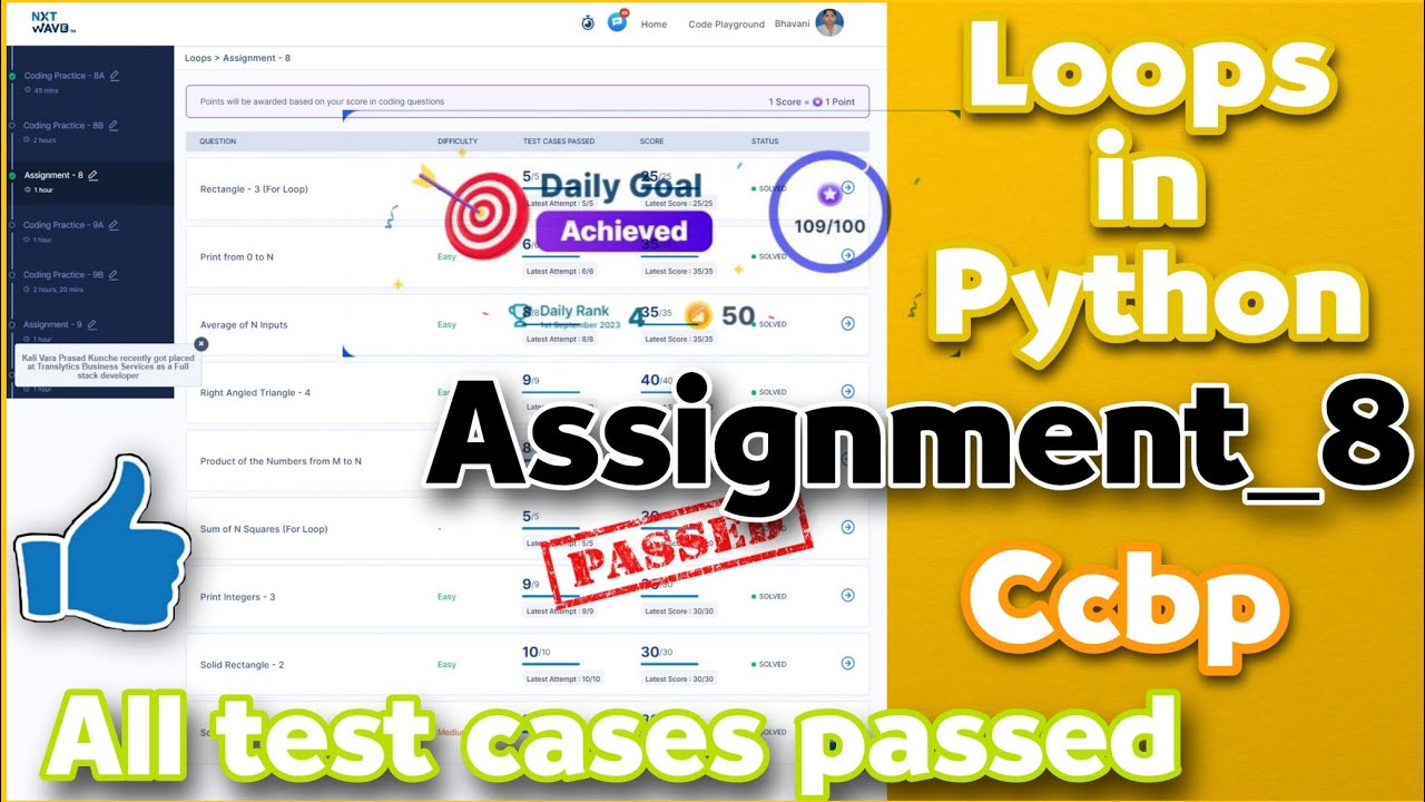 Assignment 8 Loops In Python Ccbp Nxtwave Assignments Youtube