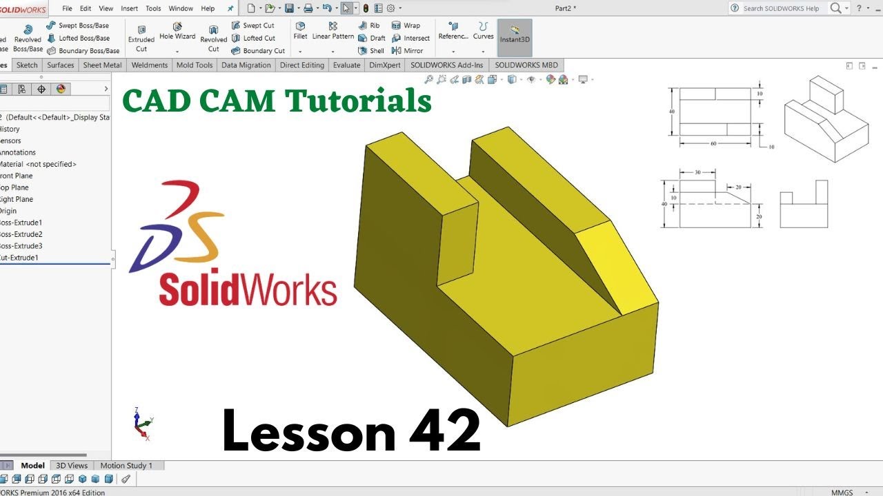 Solidworks Education Lesson 42 Solidworks Tutorials Cad Cam