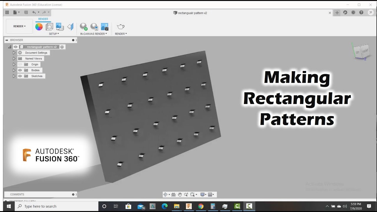 Making Rectangular Patterns With Fusion 360 Youtube