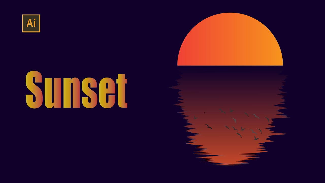 Make Sunset Design In Adobe Illustrator Illustrator Tutorial Youtube