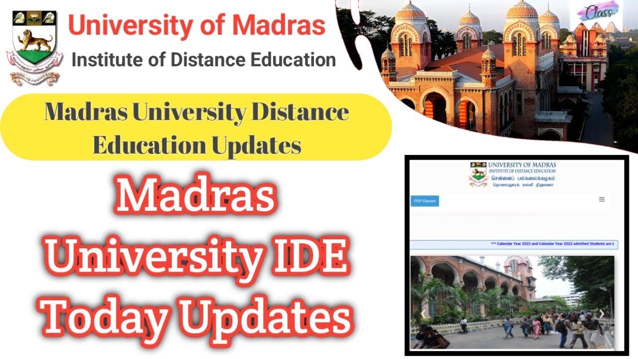 Madras University Today Ide Update Classlike Youtube