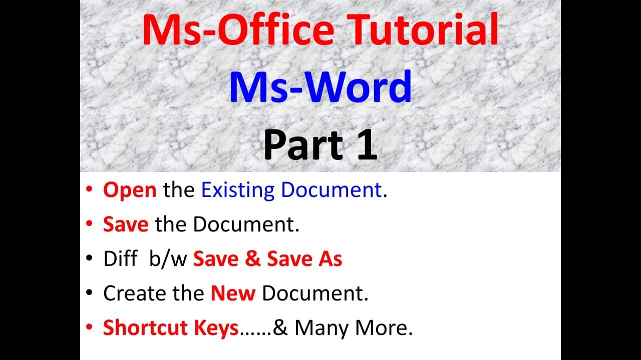Microsoft Office Tutorials About Ms Word Part 1 In English Youtube