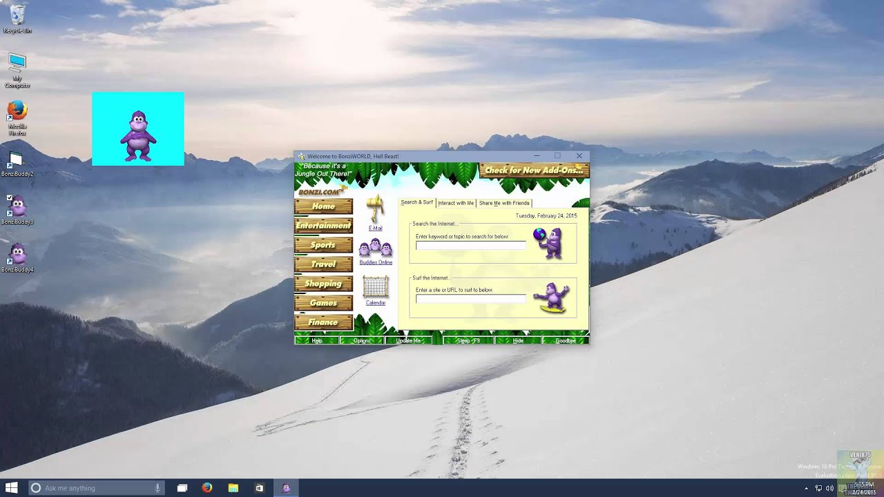 Bonzi Buddy In Windows 10 Pre Release Copy Youtube
